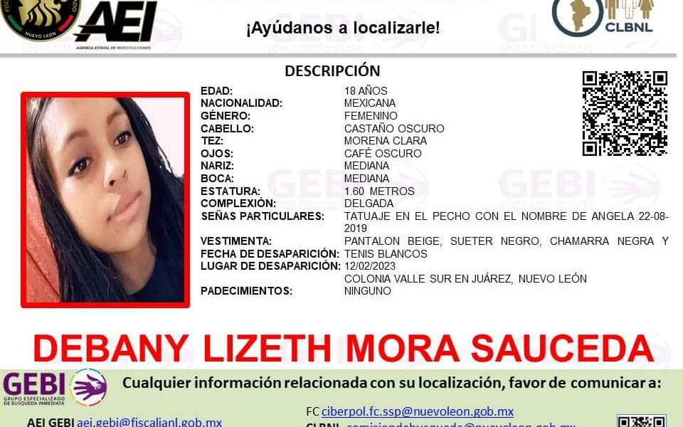 Buscan a Debany Lizeth Mora Sauceda – Periódico La Última Palabra