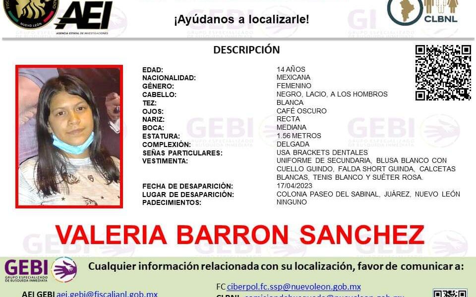 Buscan a Valeria Barrón Sánchez – Periódico La Última Palabra